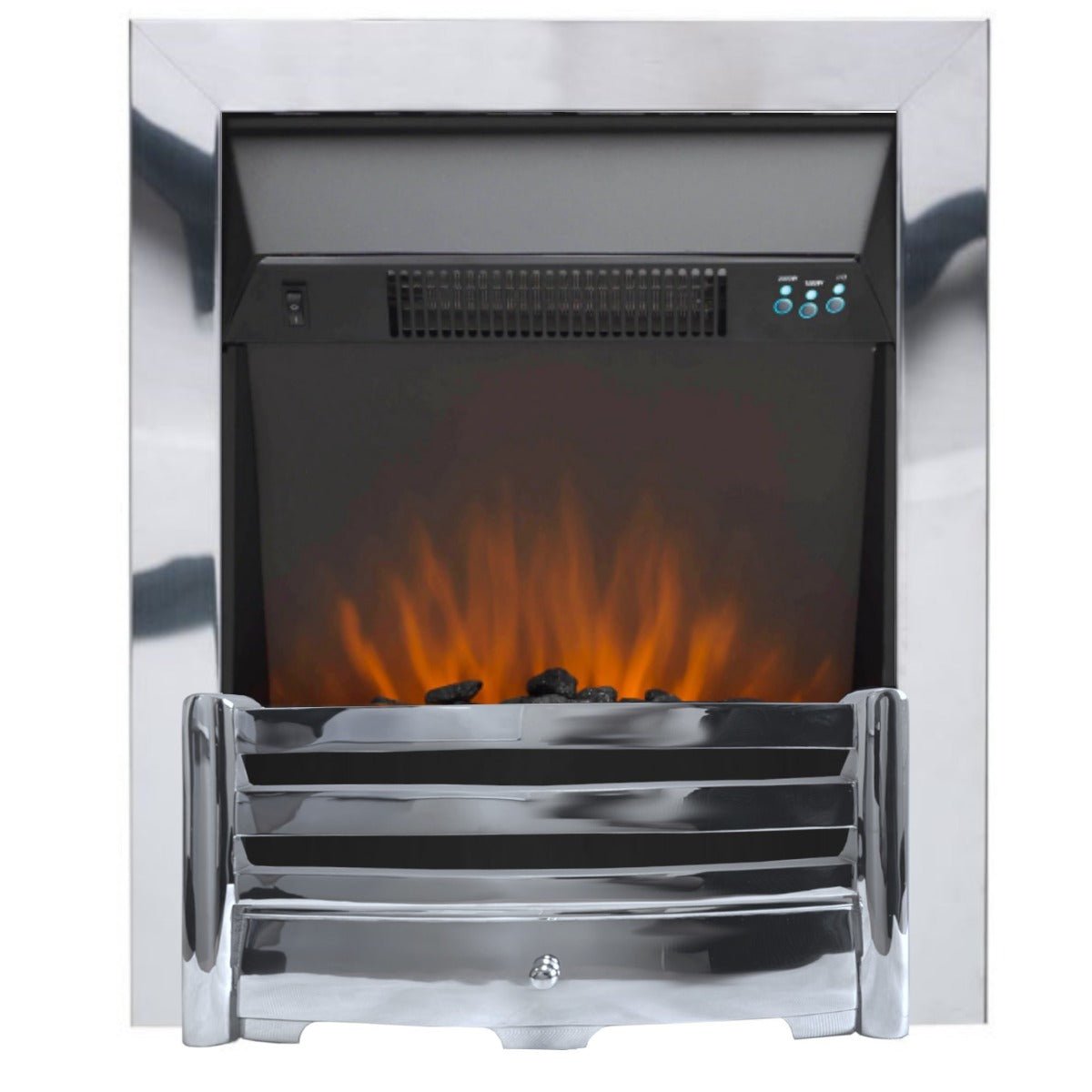 The Aviva Electric Fire with Chrome Trim and Fret — Siroccofires.com
